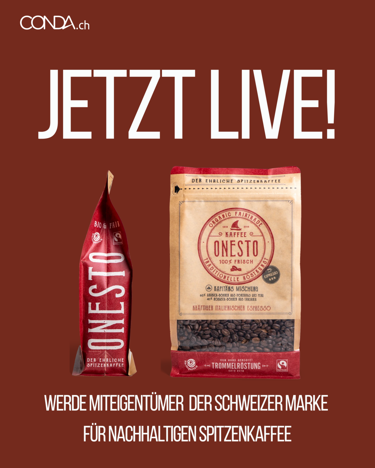 ONESTO ist jetzt live auf CONDA.ch - Conda Schweiz